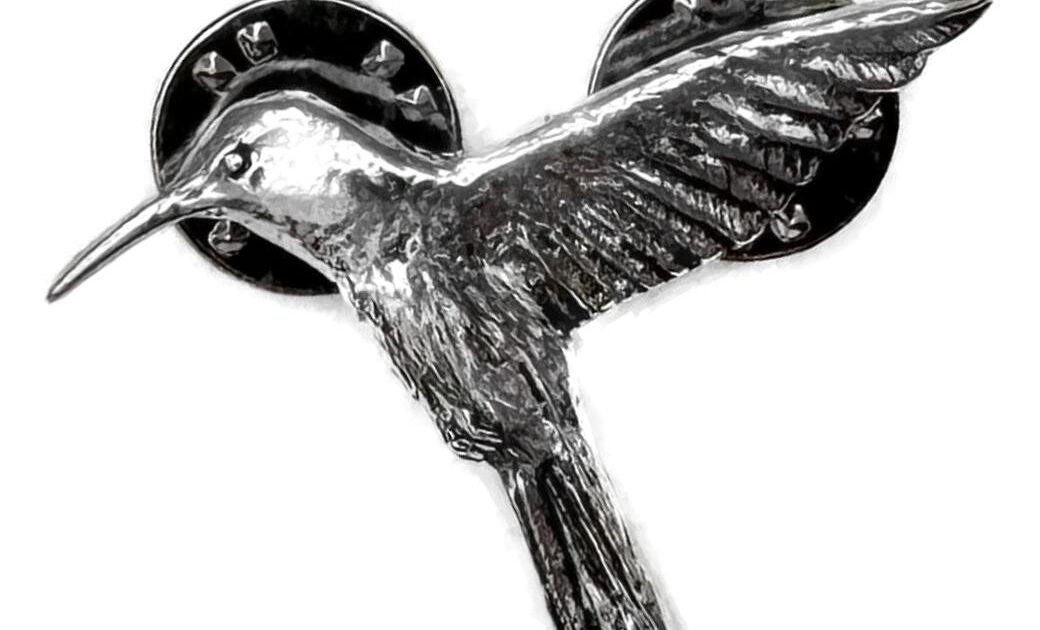 Hummingbird polished pewter metal lapel pin badge - Gifts of Note